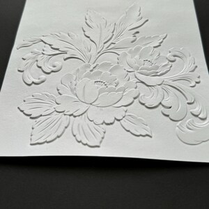 Set of 5 3D Botanical Book Cover Engravings, 3D Embossed Flowers ...