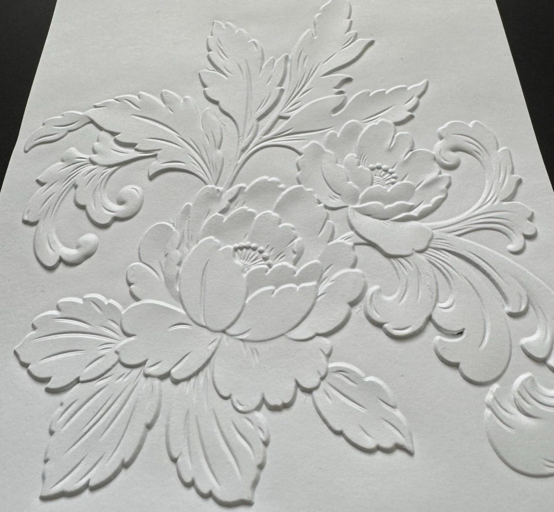Set of 5 3D Botanical Book Cover Engravings, 3D Embossed Flowers ...