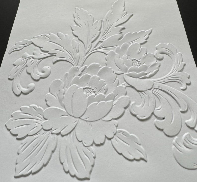 Set of 5 3D Botanical Book Cover Engravings, 3D Embossed Flowers ...
