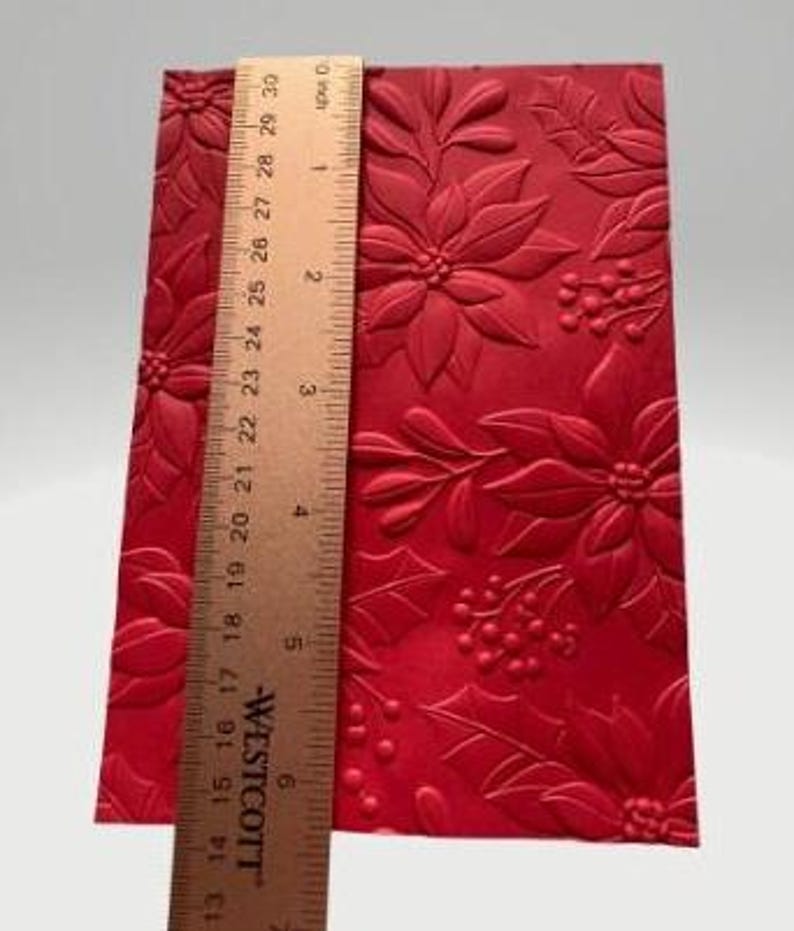 Five Red 3D Embossed Die-cut Scenic Poinsettias, Embossed Cardstock ...