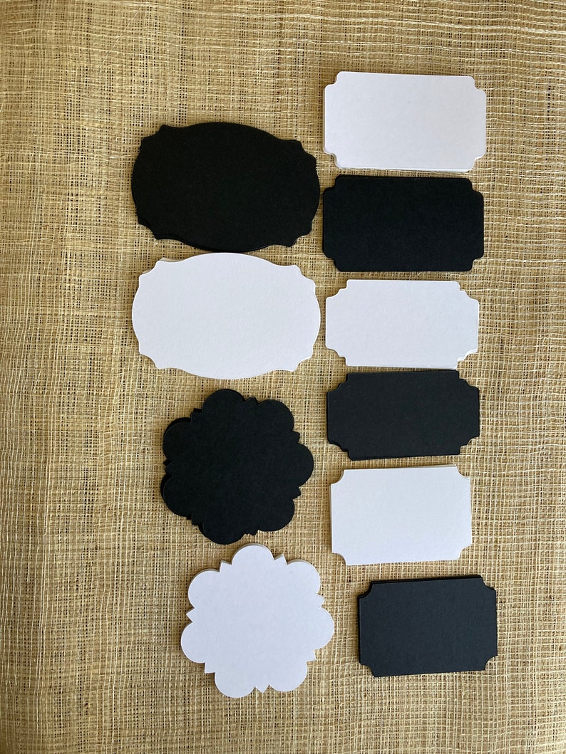 144 Die Cut Labels 18 Various Designs Black and White free - Etsy