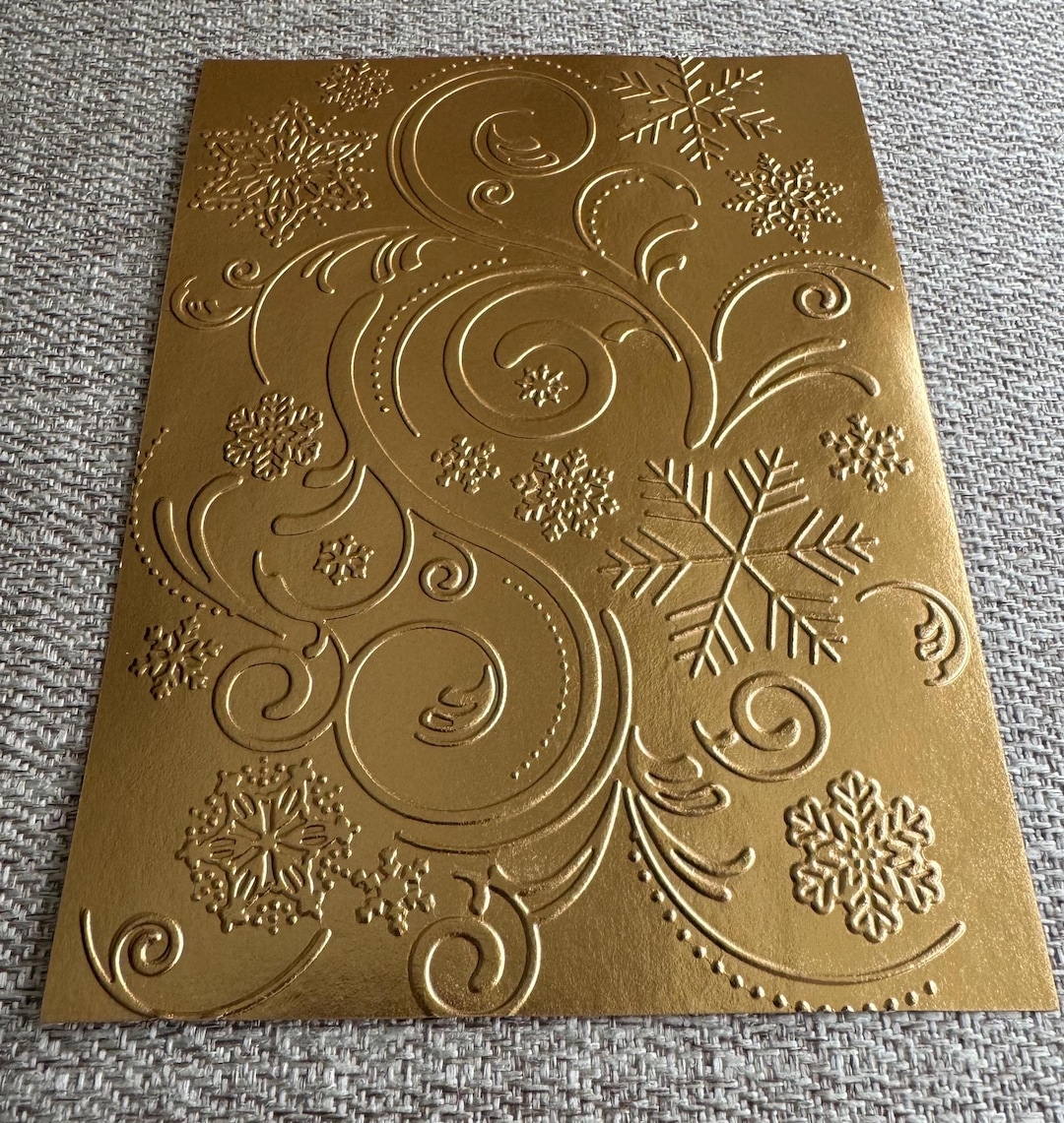 Set of 5 3D Deep Embossed Matte Gold Foil Christmas Snowflakes ...