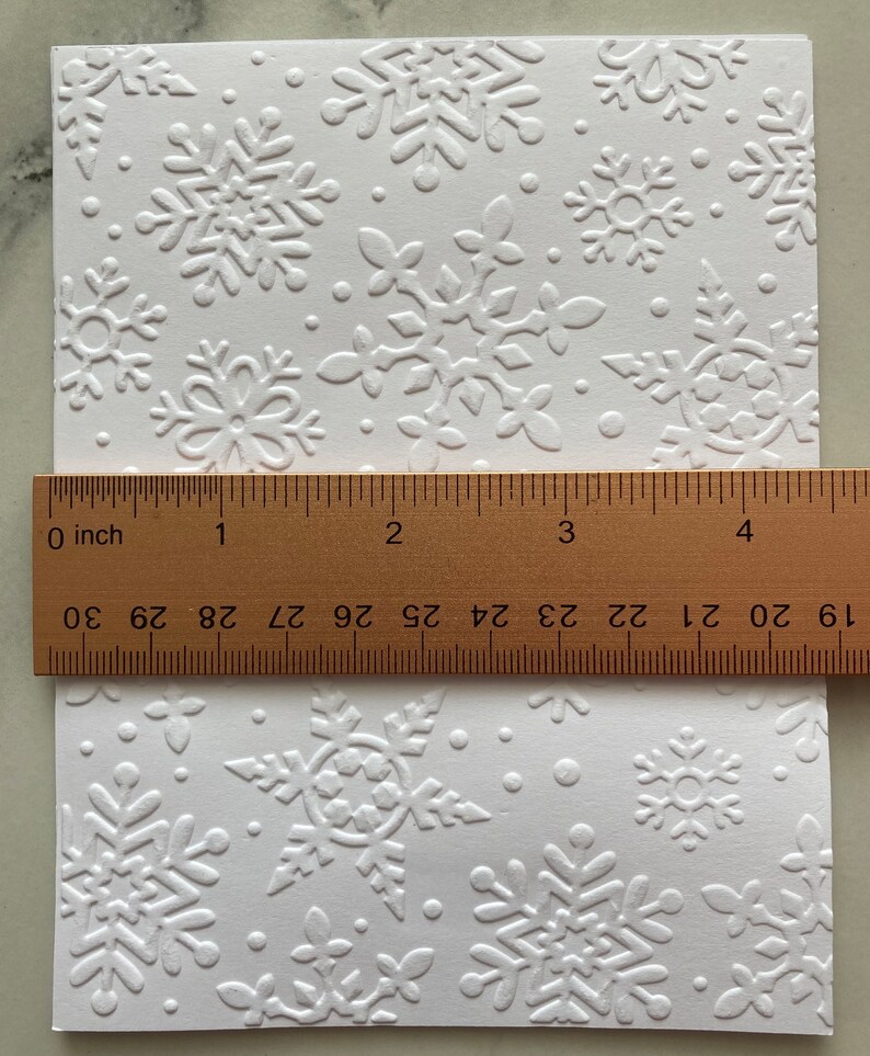 Set of 5 White Embossed Snowflake Card Stock Sheets, Designer Paper ...