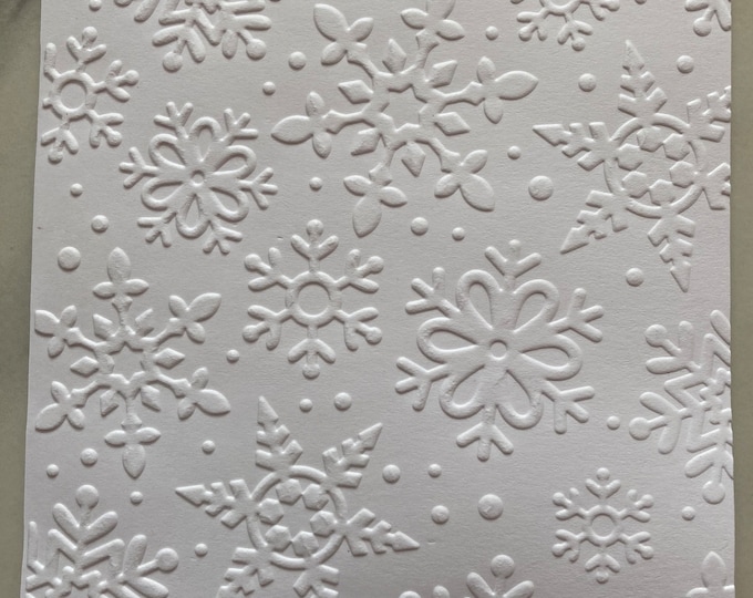 Set of 5 White Embossed Snowflake Card Stock Sheets, Designer Paper ...