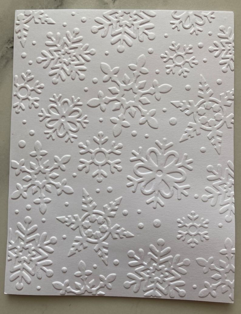 Set of 5 White Embossed Snowflake Card Stock Sheets, Designer Paper ...