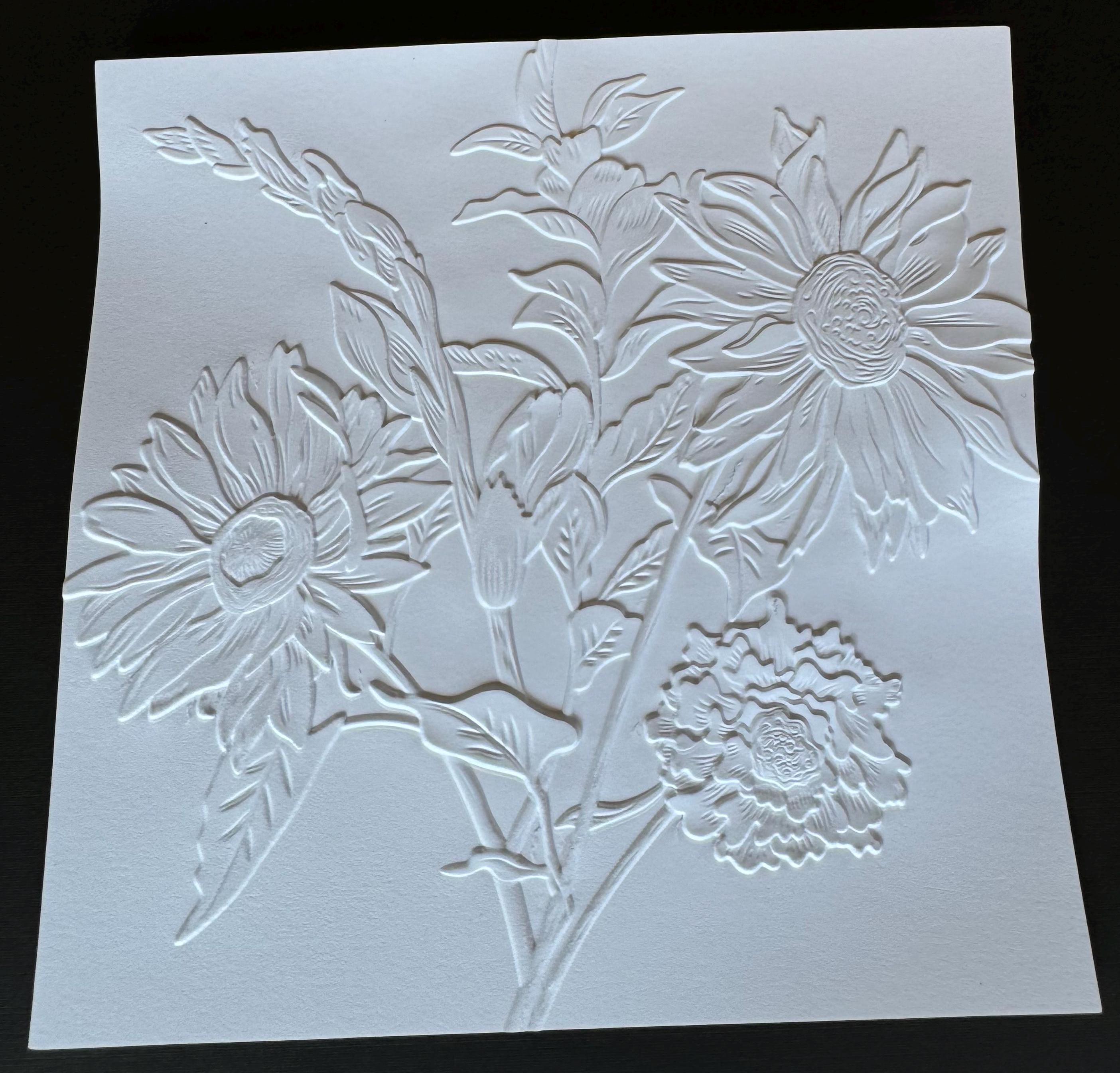 Set of Five 3D Embossed Pressed Flower Die Cut, Embossed Flower ...