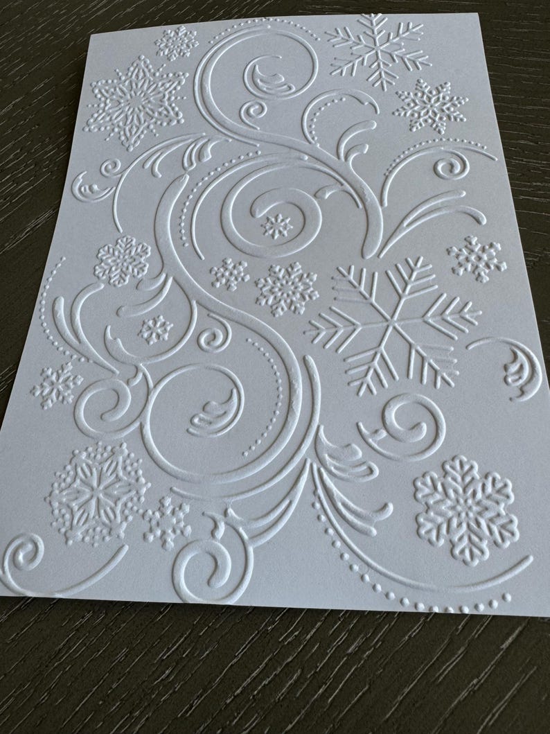Embossed Christmas Snowflake Card Stock: 3D Paper Craft, Set of 5 - Etsy