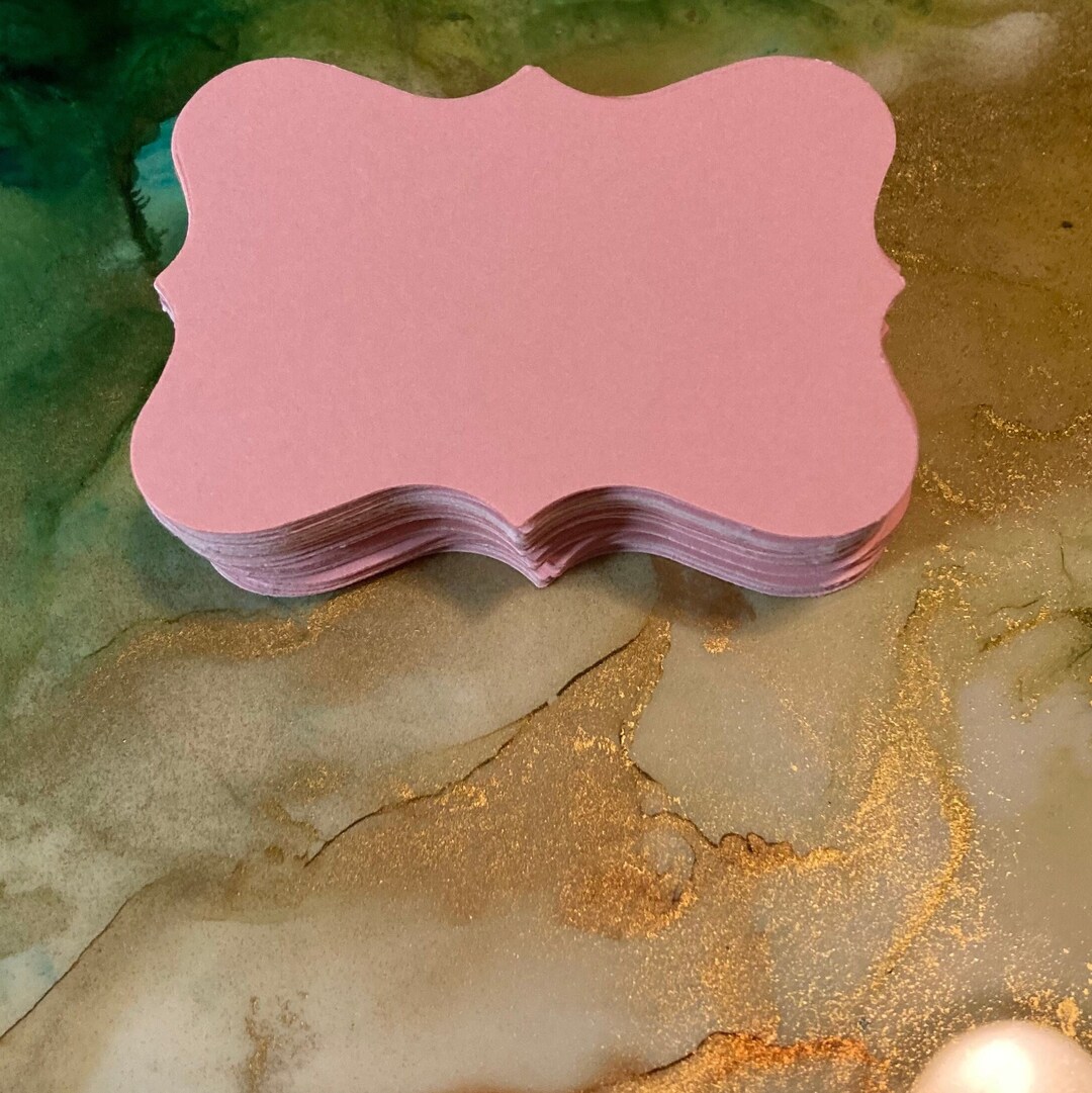 50 Decorative Die Cut Pink Bracket Labels -pink Card Stock - Pink ...