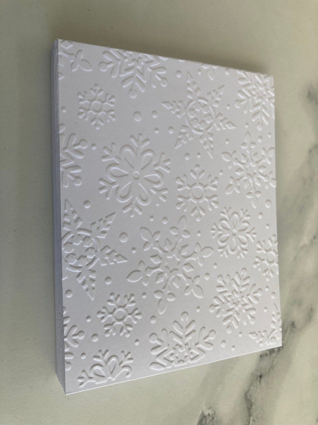 10 White Embossed Snowflake Christmas Cards and Envelopes, Holiday ...
