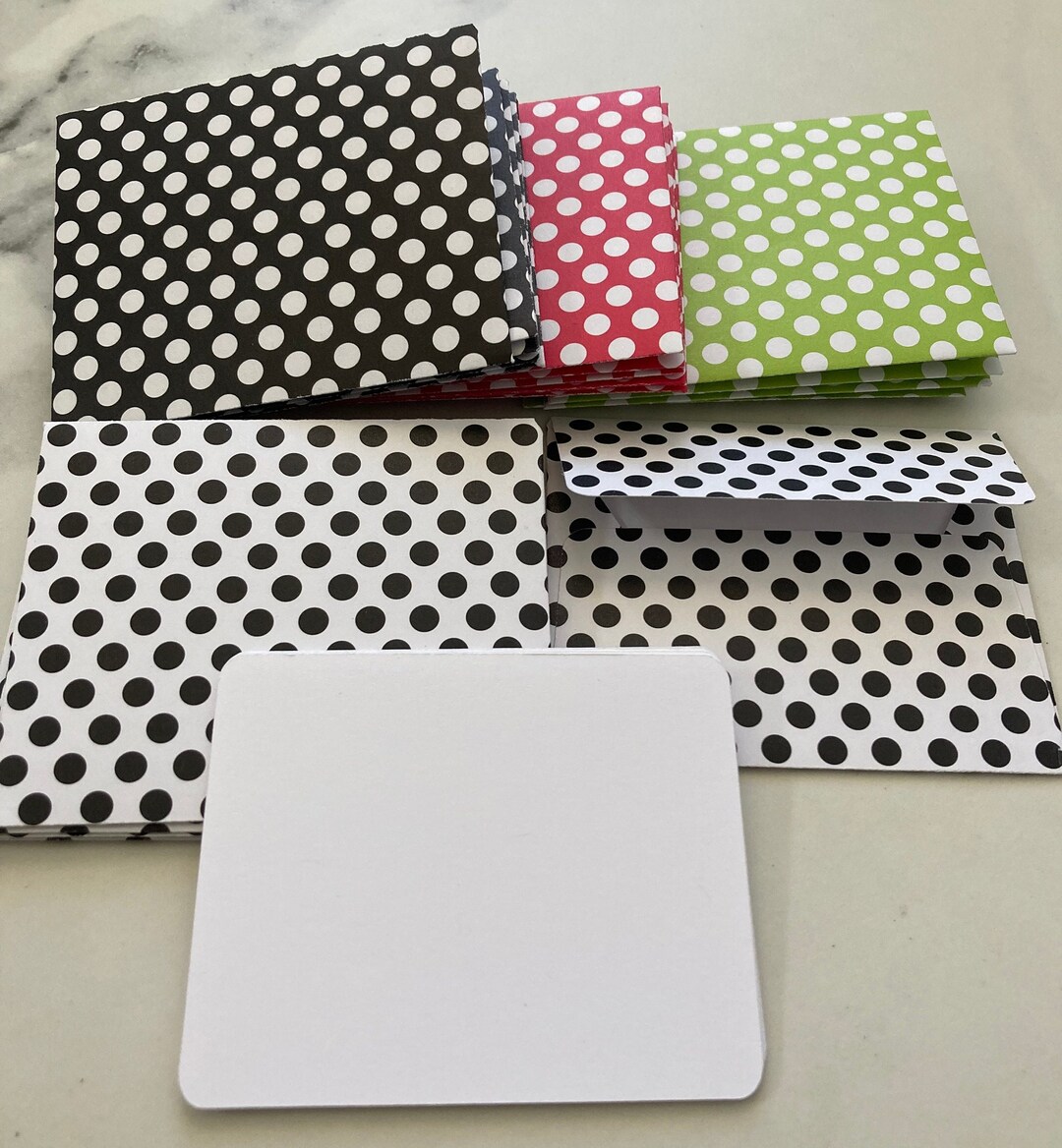 Set of 20 Mini Polka Dot Card Set-assorted Envelopes With Card Inserts ...