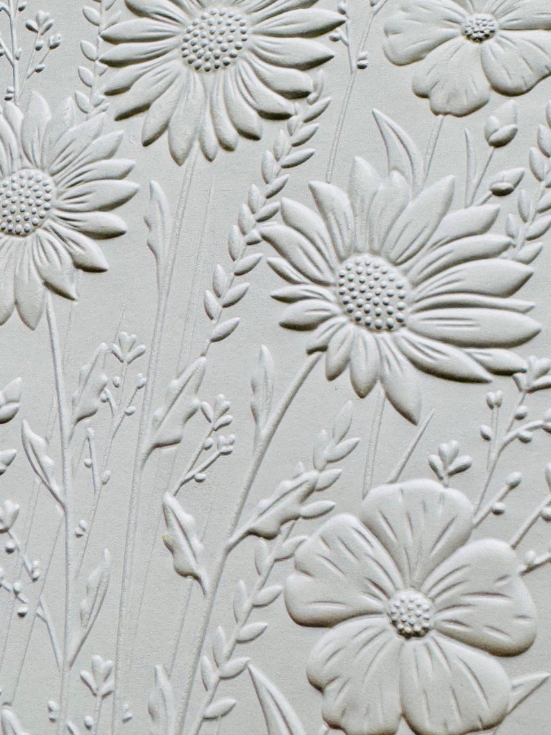 5 - 3D Daisy Flower Embossed White Card Stock, Embossed Textured ...