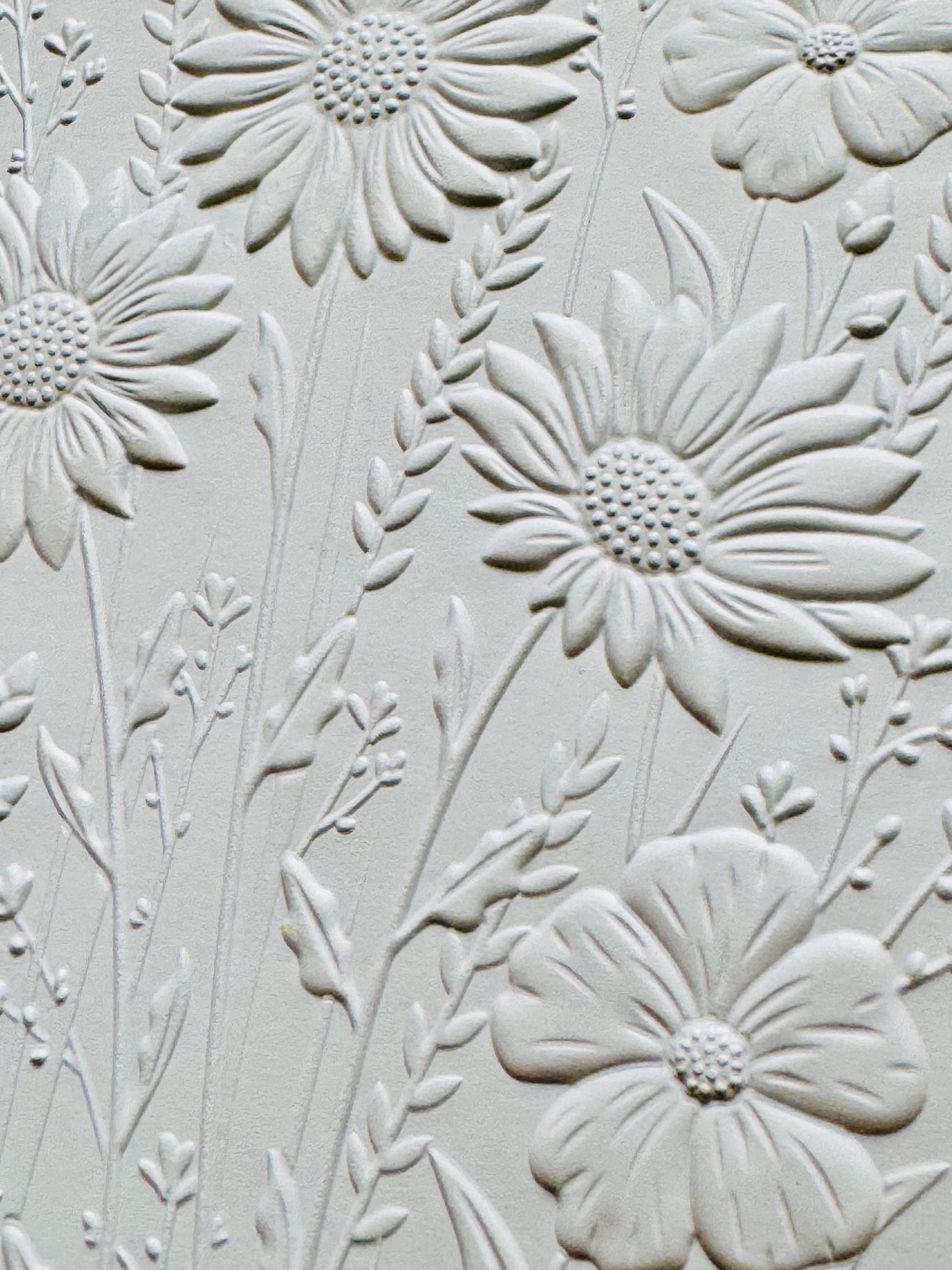 5 - 3D Daisy Flower Embossed White Card Stock, Embossed Textured ...