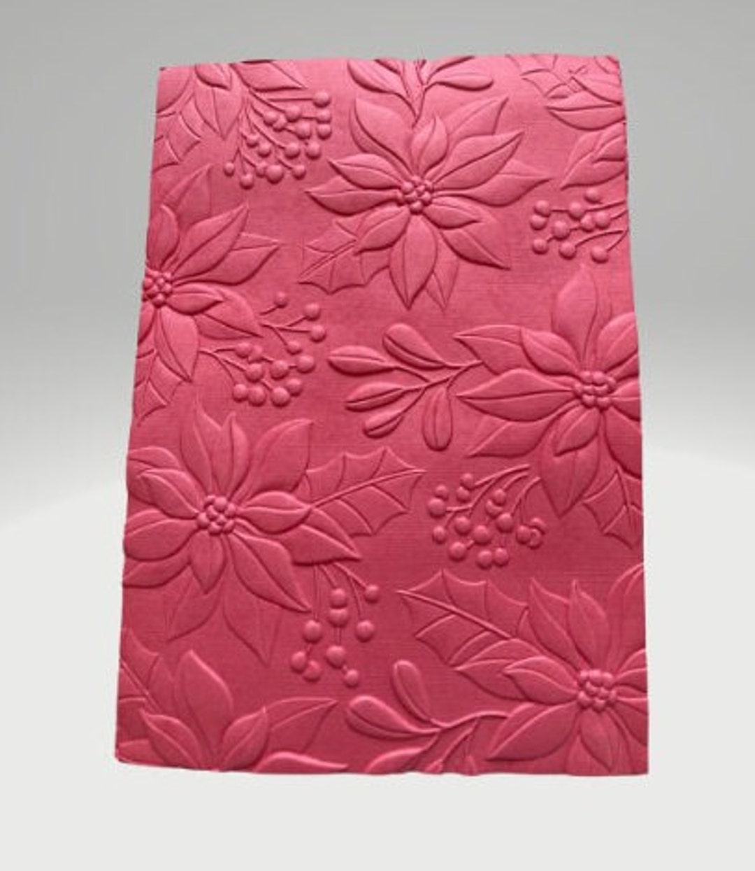 5 - 3D Embossed Pink Die Cut Poinsettias, Embossed Card Stock, Designer ...