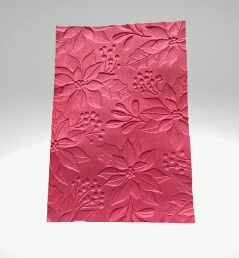 5 - 3D Embossed Pink Die Cut Poinsettias, Embossed Card Stock, Designer ...