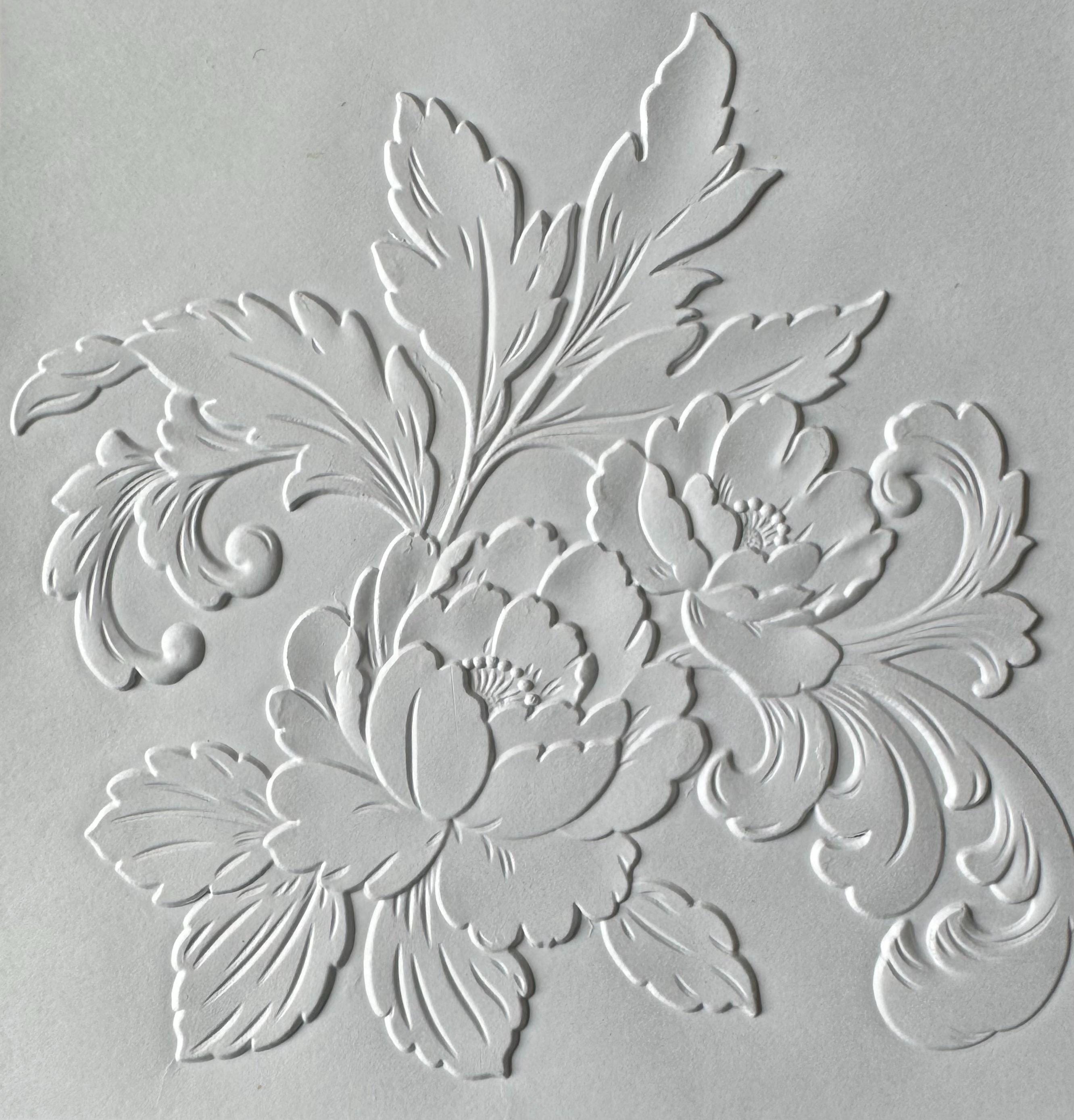 Set of 5 3D Botanical Book Cover Engravings, 3D Embossed Flowers ...