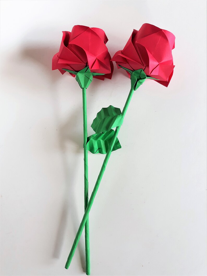 Red Origami Paper Roses Bouquet12 Stems - Etsy