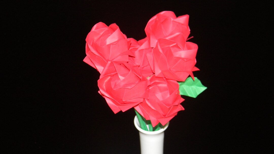 Red Origami Paper Roses 6 Stems - Etsy