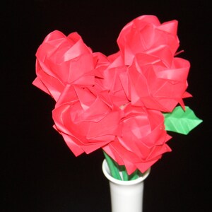 Red Origami Paper Roses 6 Stems - Etsy