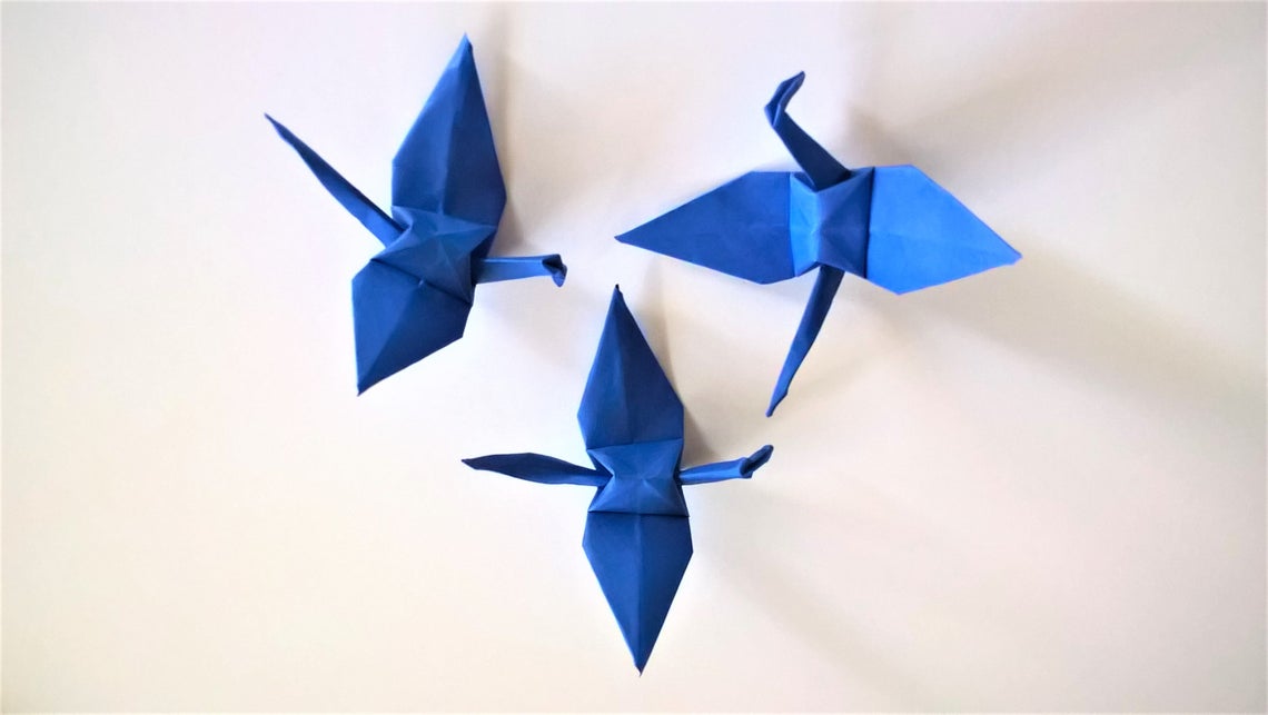 100 Medium Navy Blue Origami Paper Cranes 3.5 | Etsy