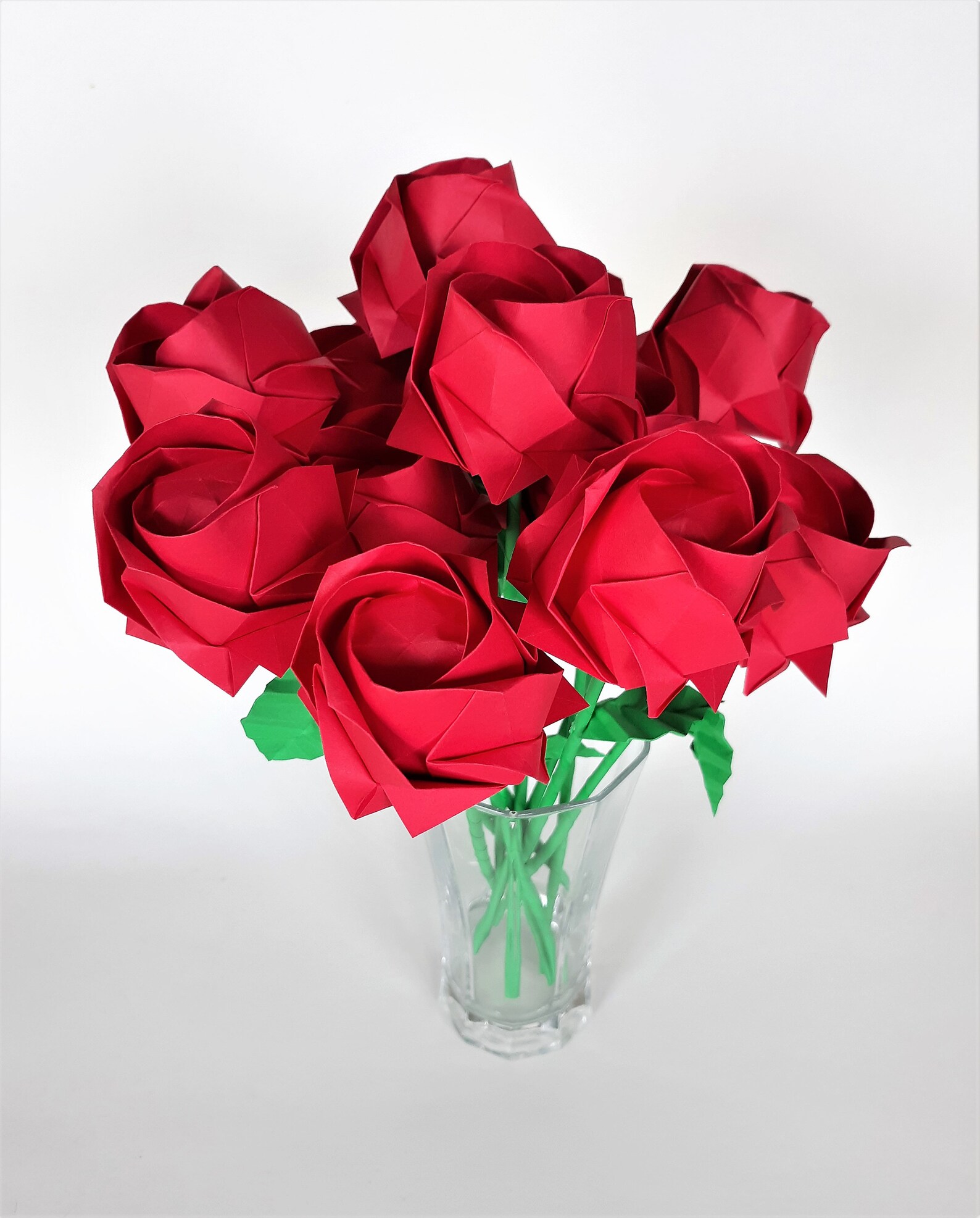 Red Origami Paper Roses Bouquet12 Stems - Etsy