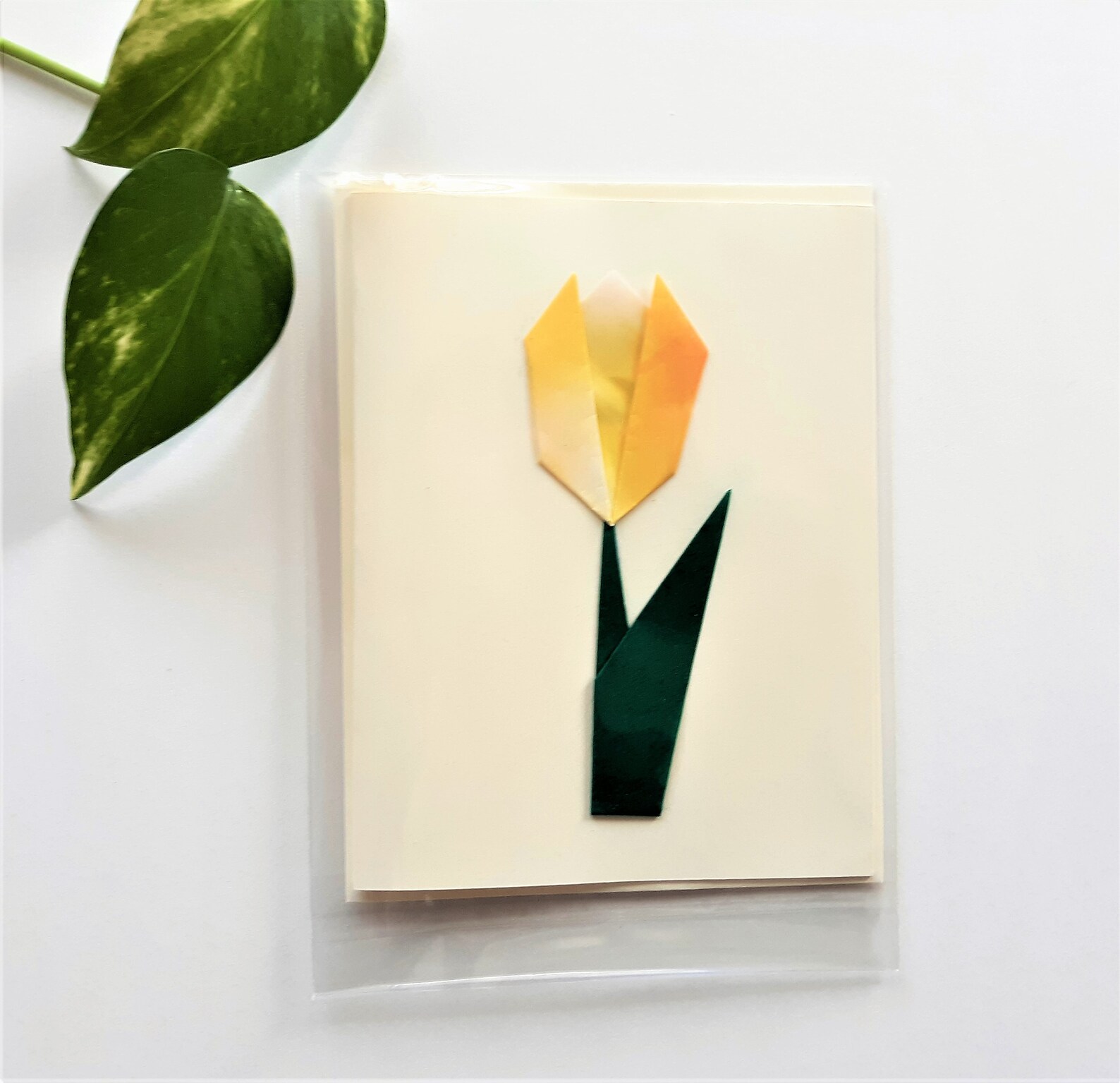 Origami Tulip Flower Greeting Card Thank You Card Get Well - Etsy
