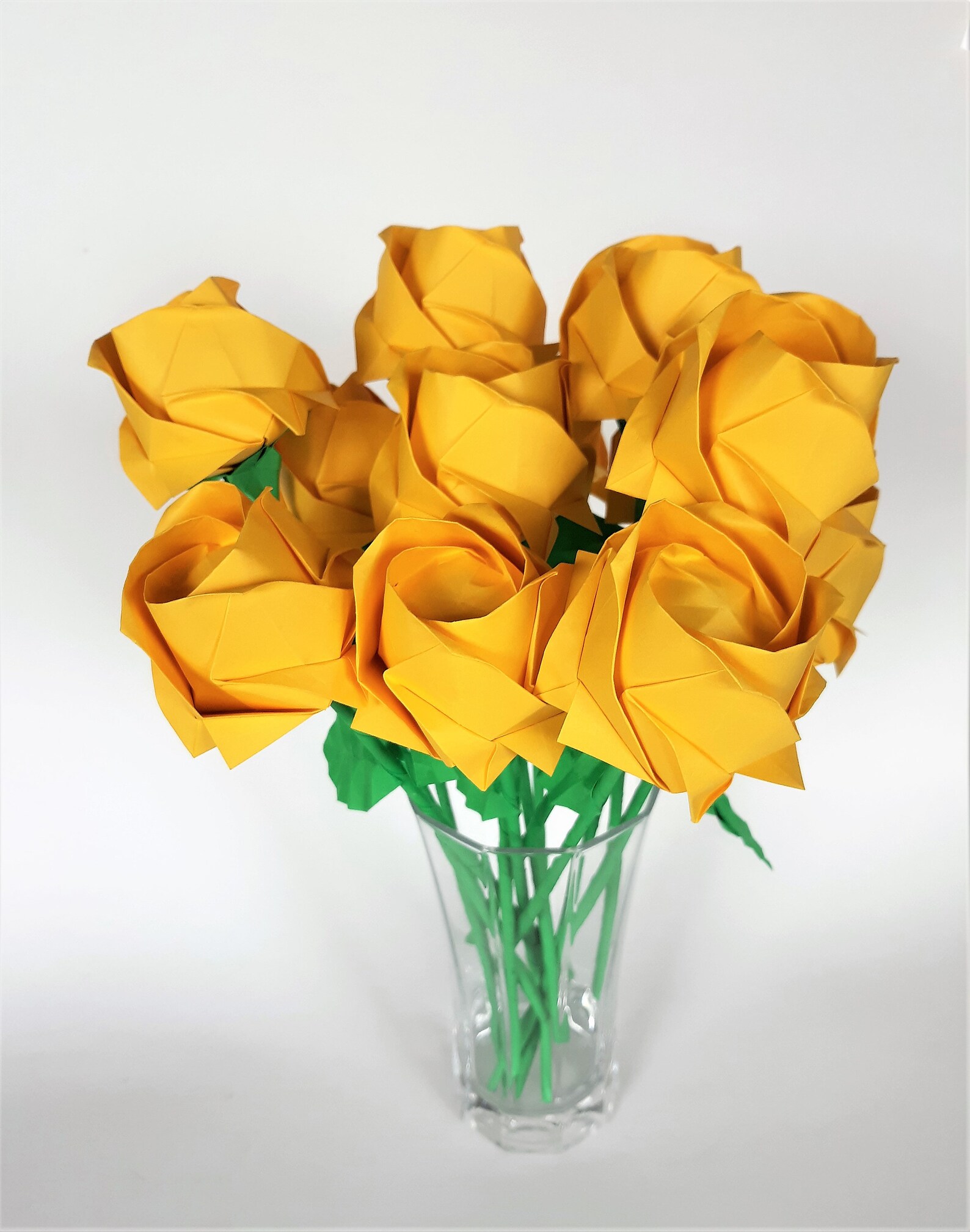 Yellow Origami Paper Rose Bouquet 12 Stems - Etsy