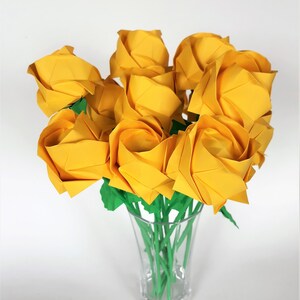 Yellow Origami Paper Rose Bouquet 12 Stems - Etsy