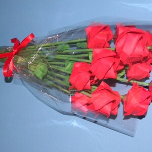 Red Origami Paper Roses Bouquet12 Stems - Etsy