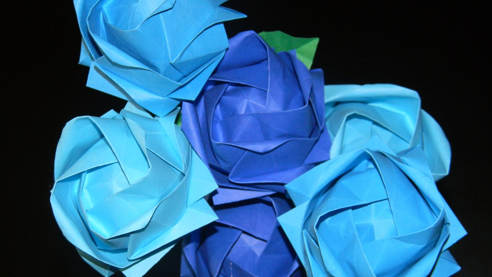 Blue Origami Paper Roses 6 Stems | Etsy