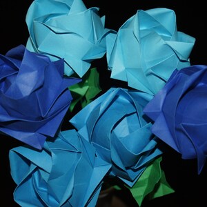 Blue Origami Paper Roses 6 Stems - Etsy