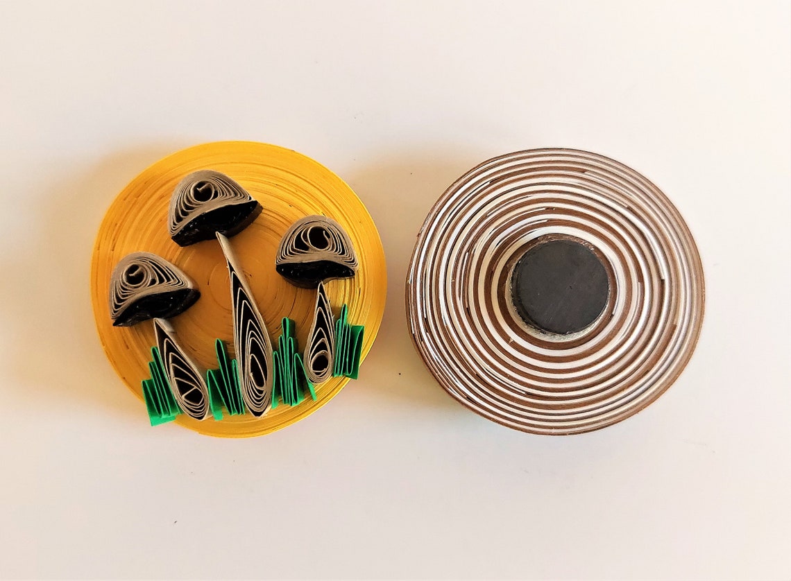 Quilling Mushroom Magnets Mushroom Art Magnets Mushroom - Etsy