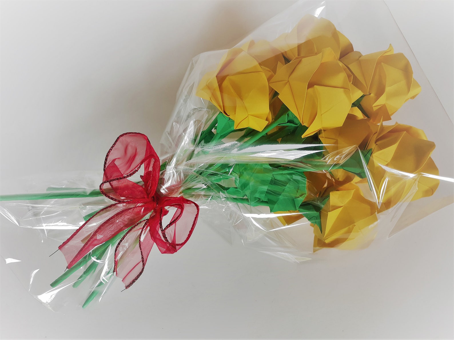 Yellow Origami Paper Rose Bouquet 12 Stems - Etsy