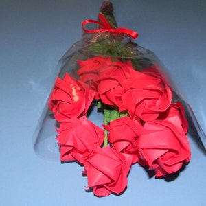 Red Origami Paper Roses Bouquet12 Stems - Etsy