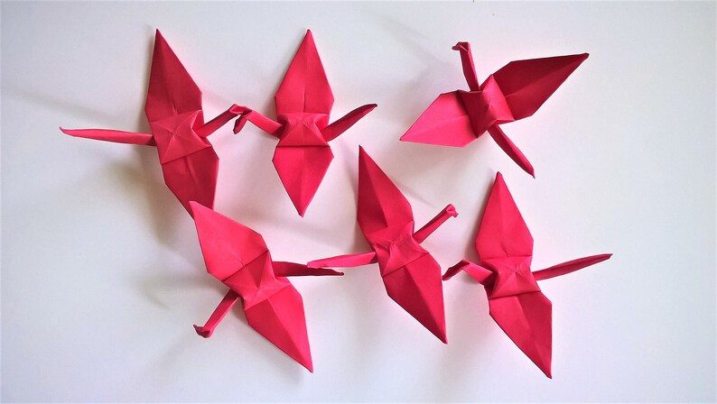 100 Medium Red Origami Paper Cranes-3.5 Inches Crane - Etsy