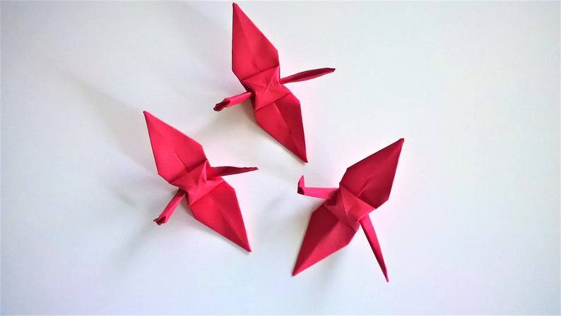 100 Medium Red Origami Paper Cranes-3.5 Inches Crane - Etsy