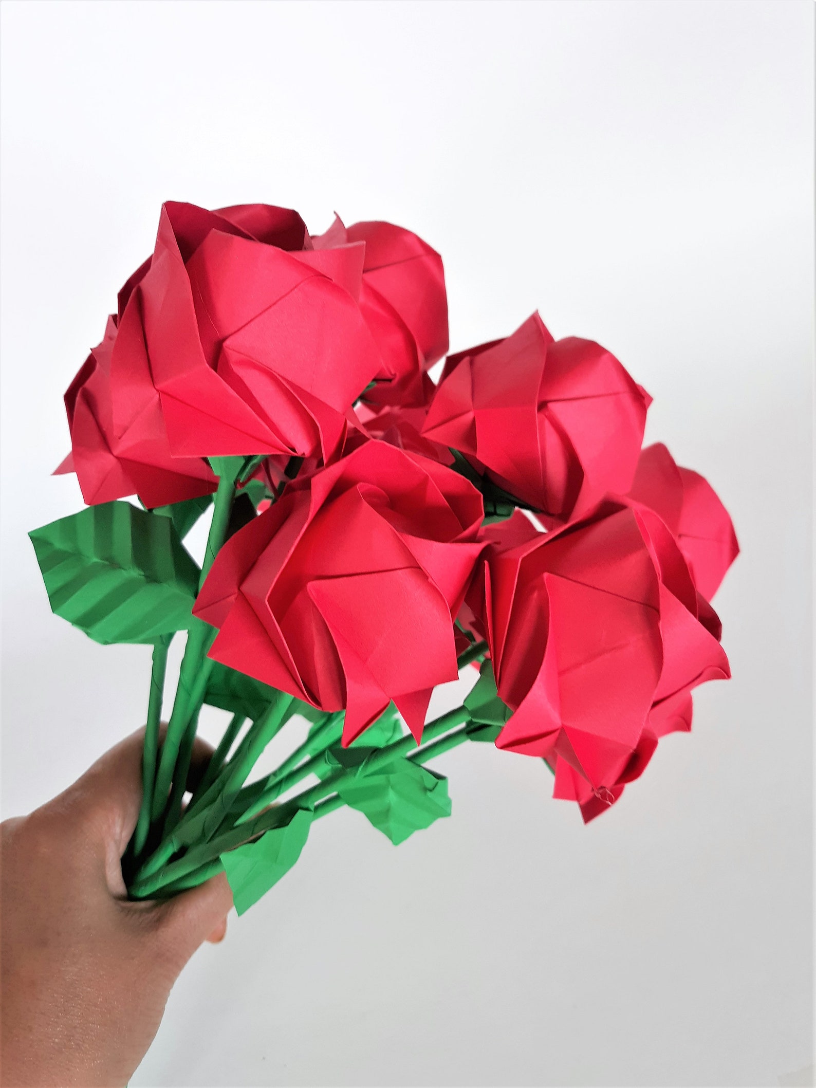 Red Origami Paper Roses Bouquet12 Stems - Etsy