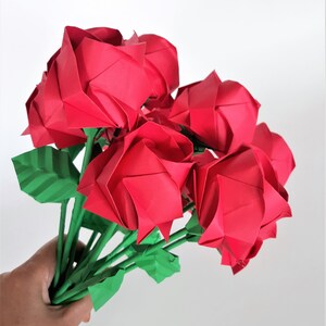 Red Origami Paper Roses Bouquet12 Stems - Etsy