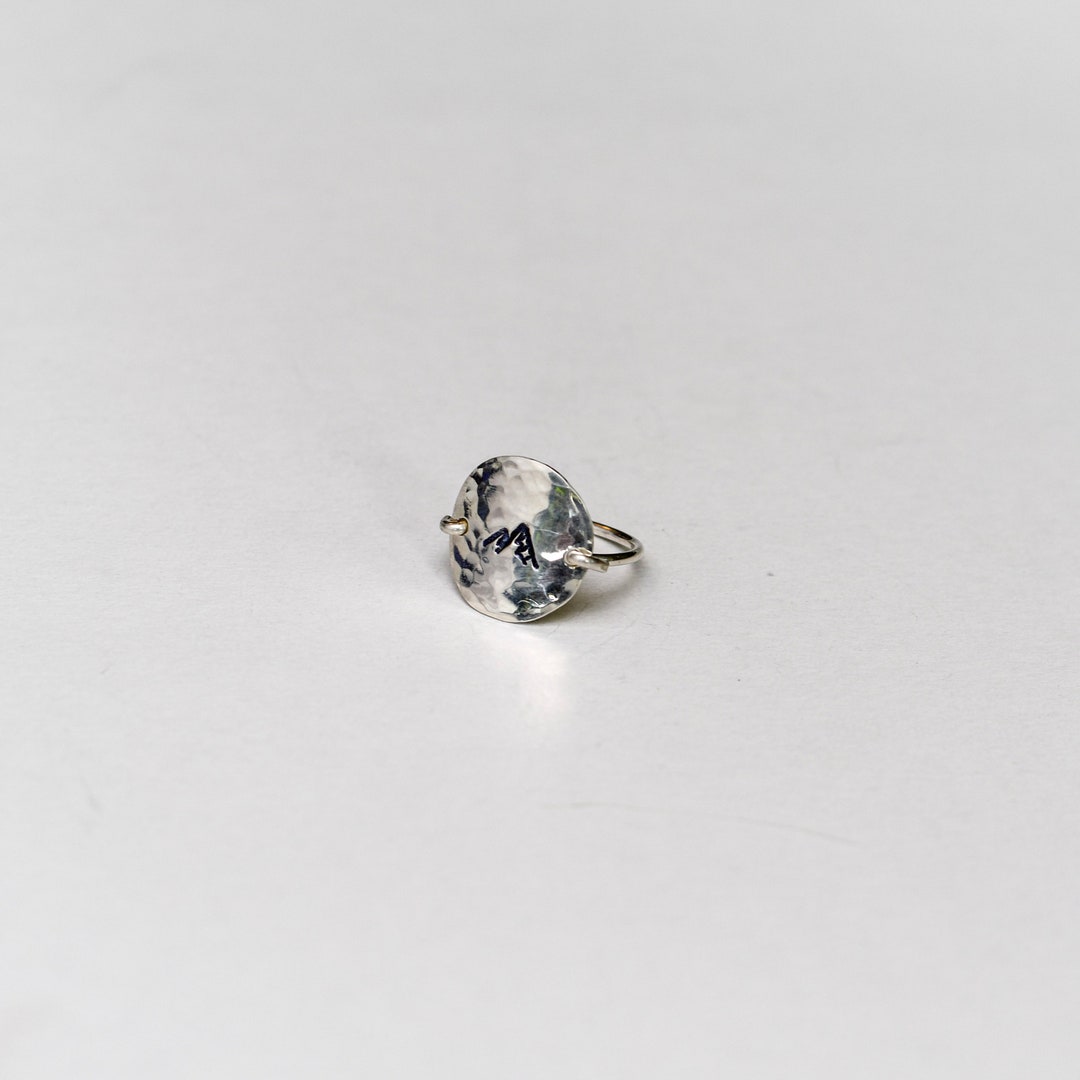 Indentity Disc Ring, Stamped Gold Disc Ring, Initial Disc Ring, Silver ...