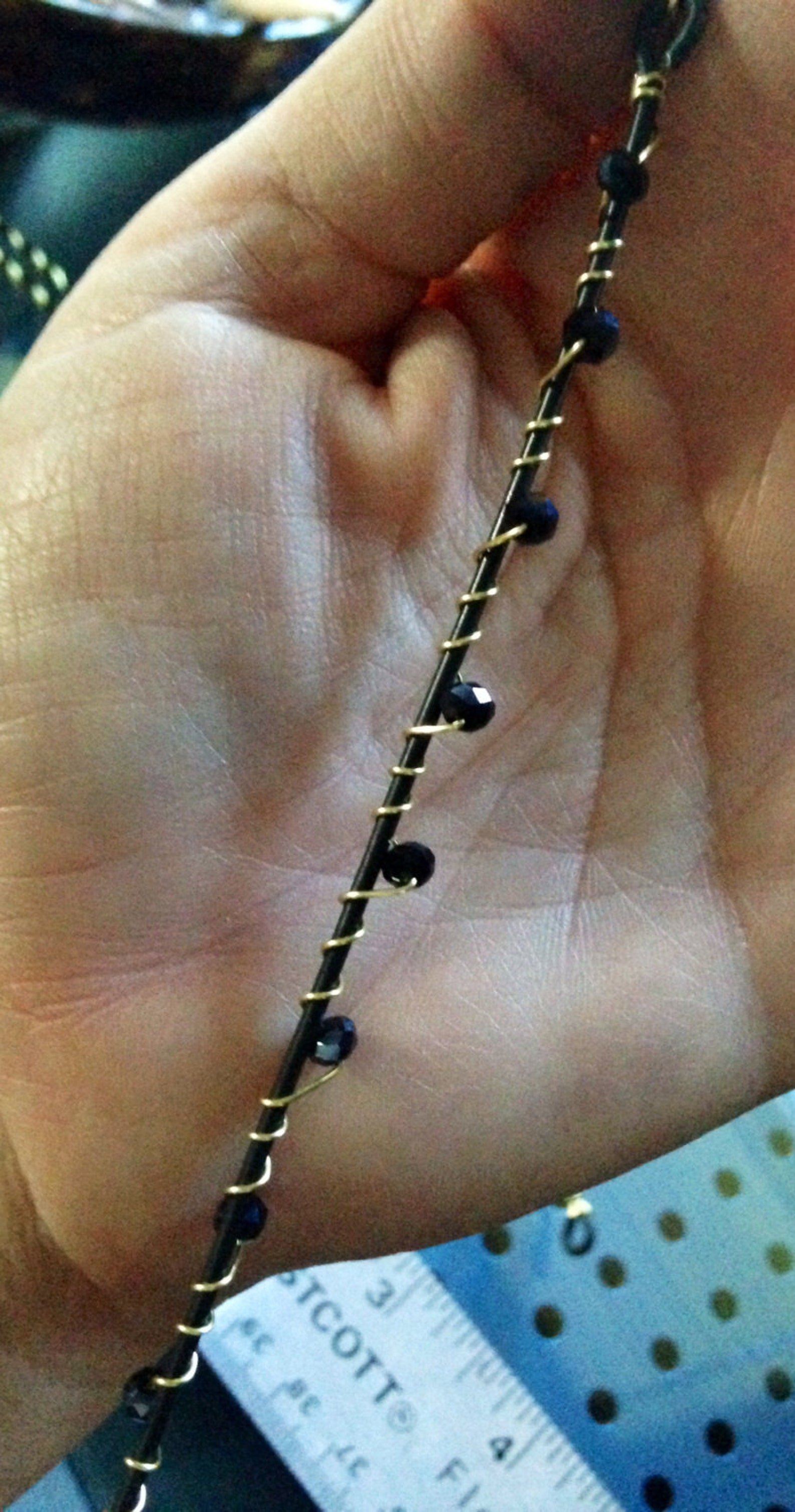 Boho Earrings, Super Long Wire Wrapped Earrings With Black Faceted ...
