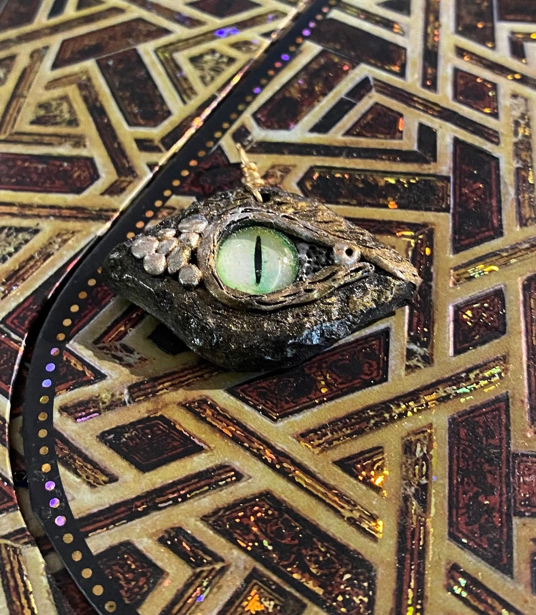 Evil Eye Talisman, Golden Green Iridescent Eye - Etsy