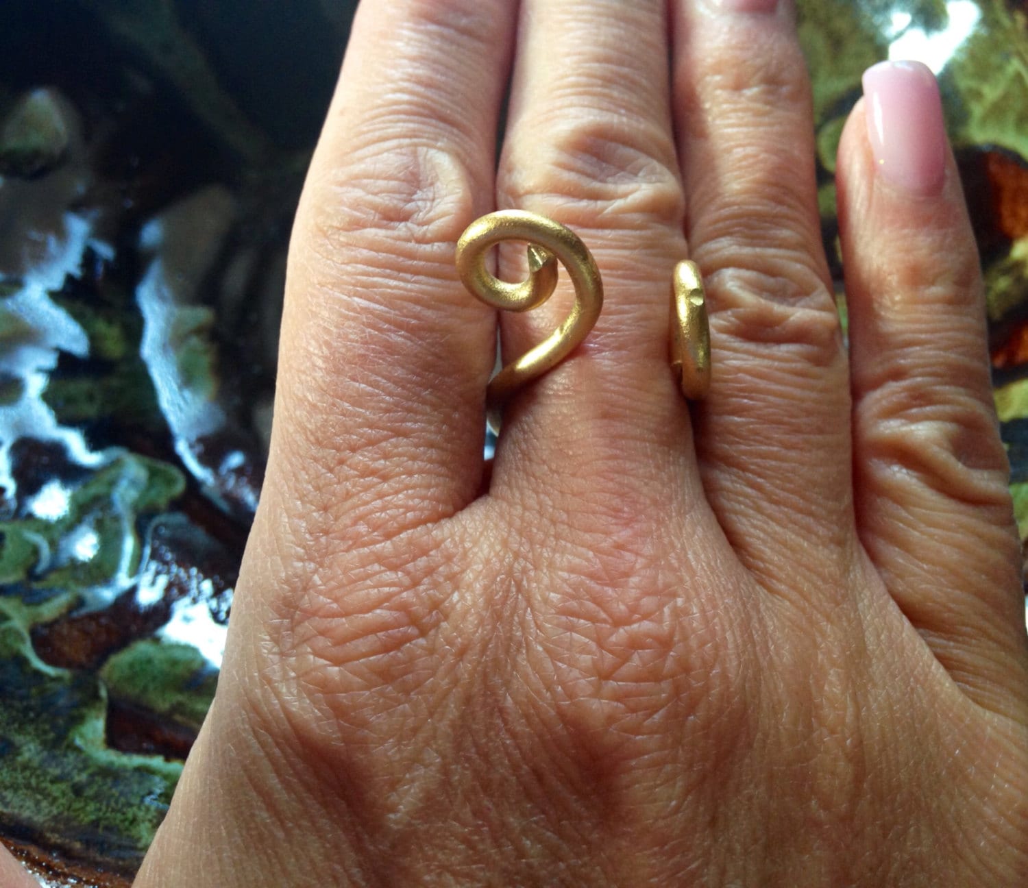 Gold Finish Freeform Ring - Etsy
