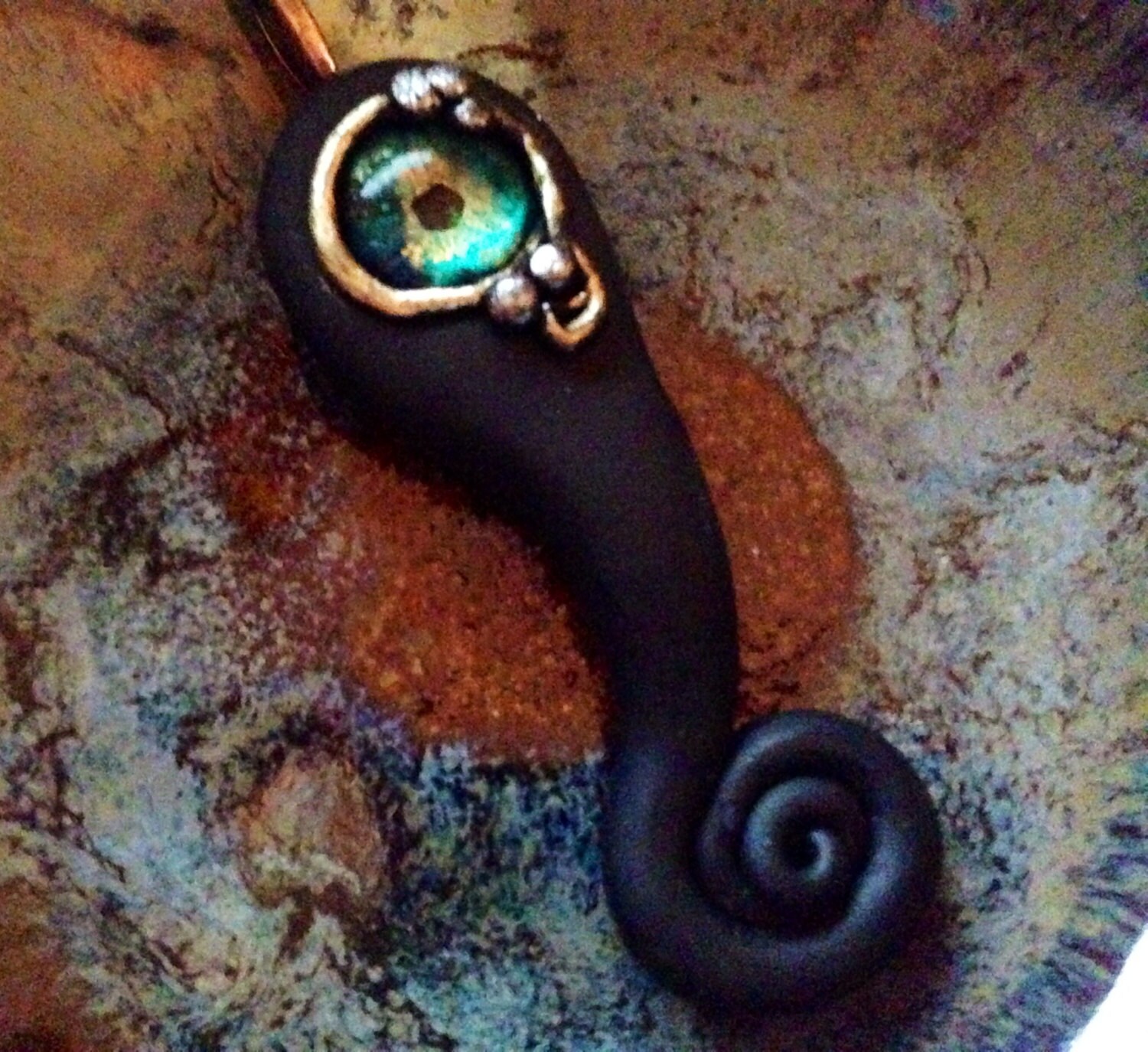 Evil Eye Talisman Necklace, Green and Gold Snake Pendant, Good Luck ...