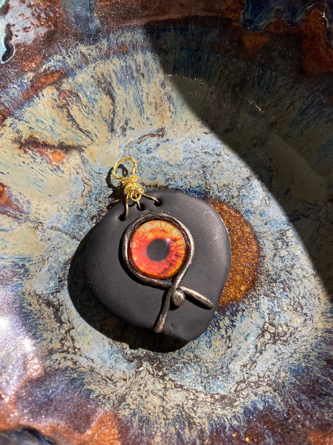 Evil Eye Protective Necklace, Orange High Dome Eye, Mal De Ojo, Nazar ...
