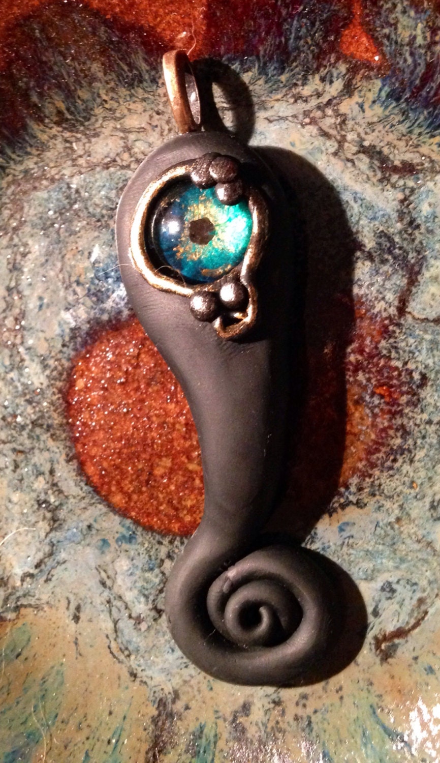 Evil Eye Talisman Necklace, Green and Gold Snake Pendant, Good Luck ...