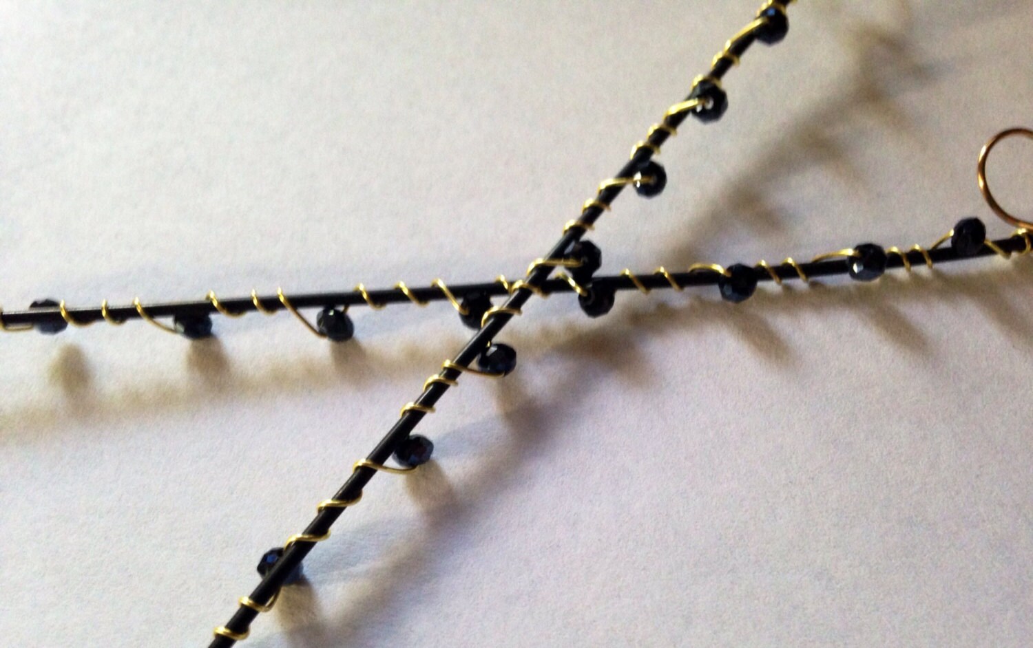 Boho Earrings, Super Long Wire Wrapped Earrings With Black Faceted ...