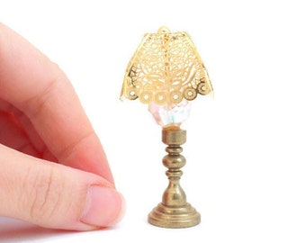 Antique Gold Table Oil Lamp 1:12 Scale. Wired for 12v EL354 - Etsy