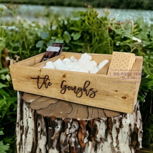 S'mores Station, Camping Tray, Custom Wood Box, Fire, Rustic, Cookout ...