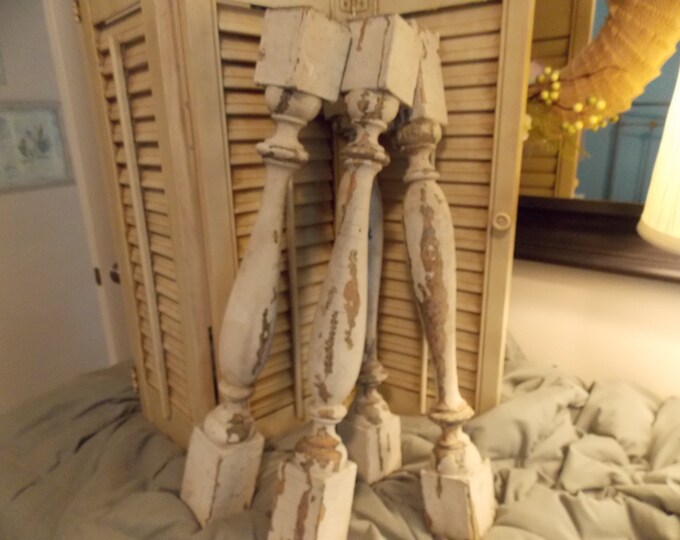 ARCHITECTURAL WOOD TABLE Legs, Set of Four Vintage Salvaged Table Legs ...