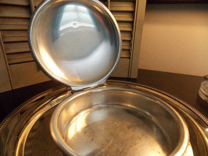 Vintage SILVER SILENT BUTLER With Hinged Lid Footed Silver - Etsy