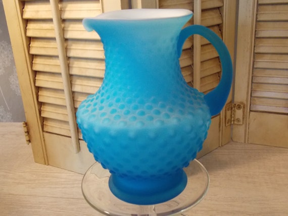 Turquoise Blue PITCHER KANAWHA HANDCRAFTED Glassware Dunbar | Etsy